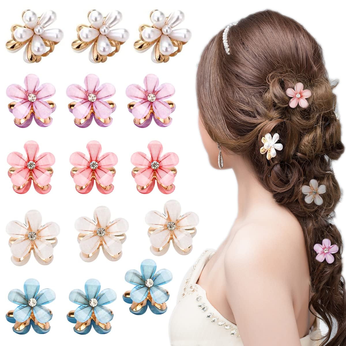 30PCS Mini Claw Clip, Retro Hair Clips with Daisy Flower, Sweet ...