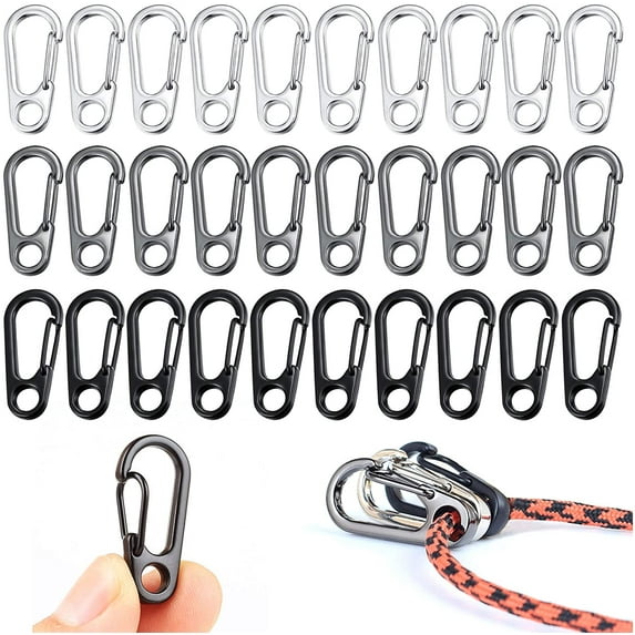 30PCS Mini SF Carabiner Clips Tiny Alloy Spring Snap Hook Keychain ...