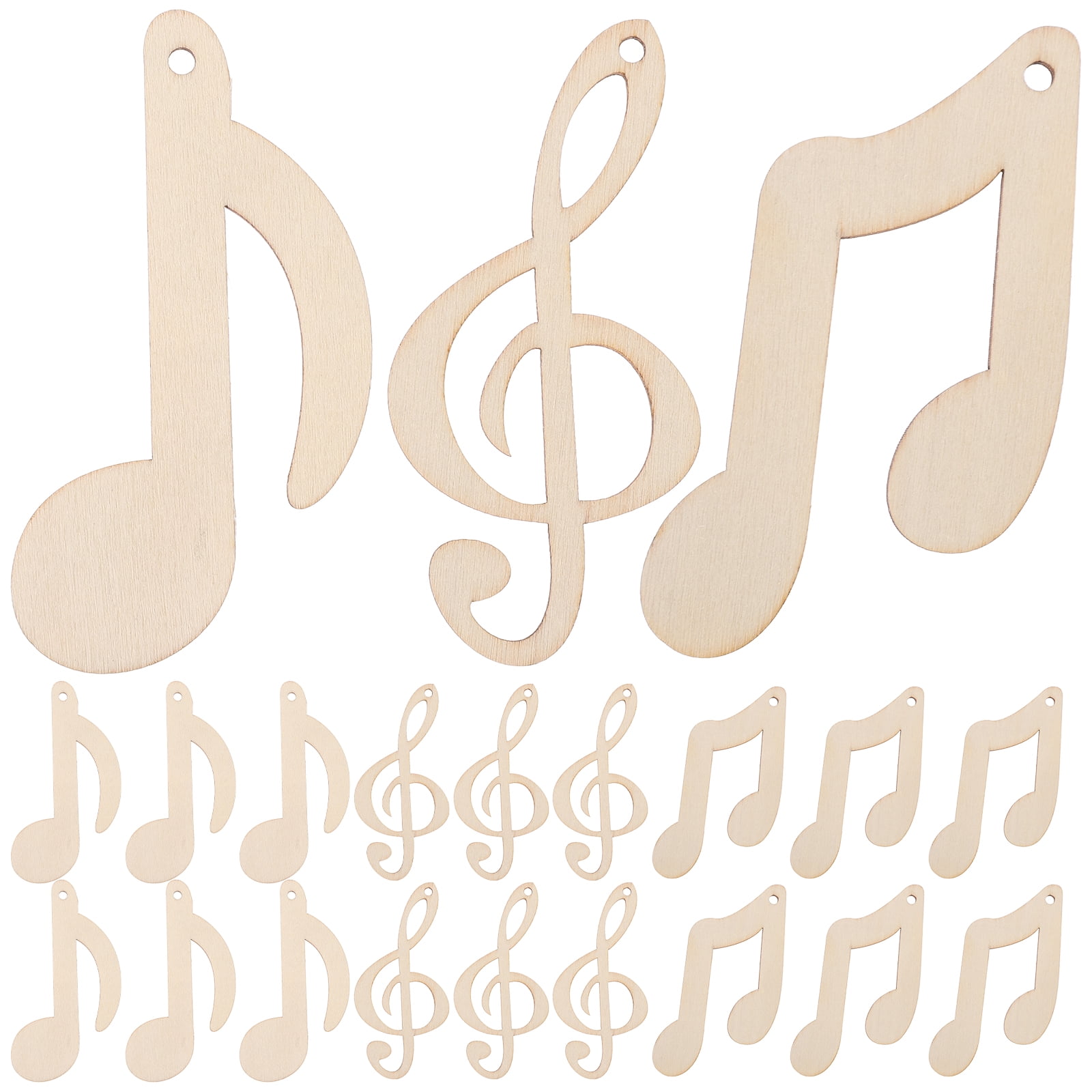 30PCS Music Notes Cutouts Musical Notes Wooden Slices Blank DIY Crafts ...