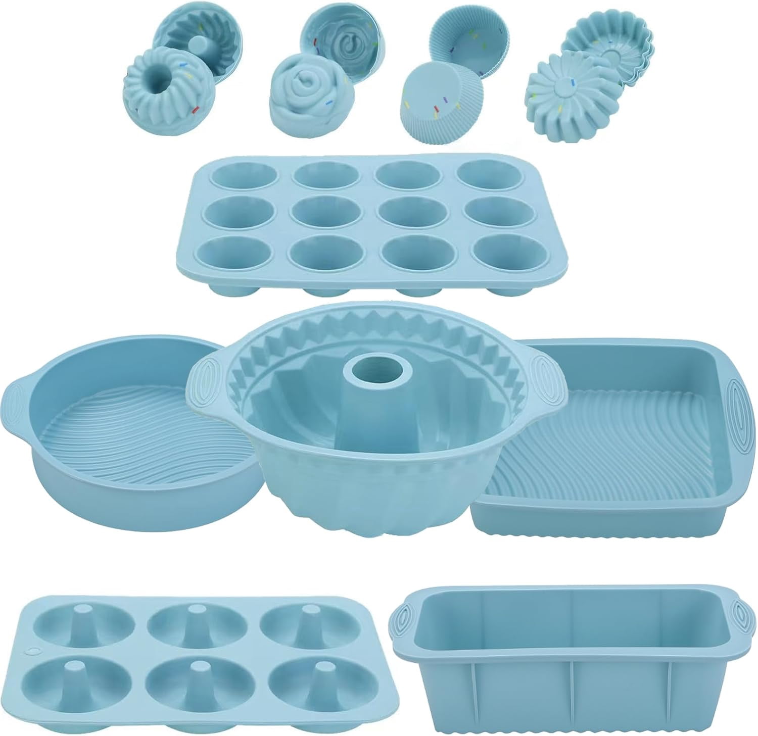 30PCS Nonstick Silicone baking set,Silicone Cake Molds, Baking Sheet ...