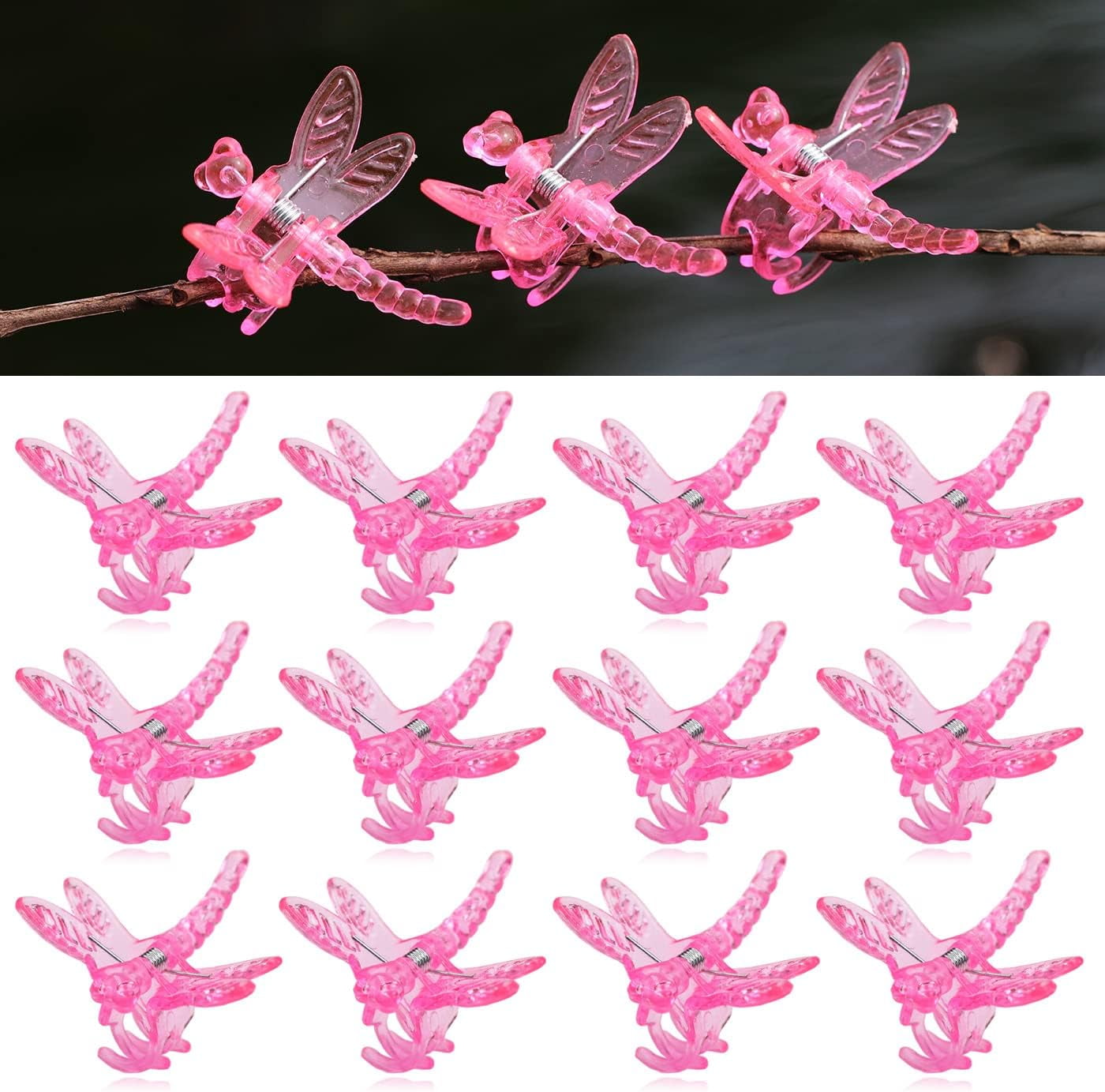 30PCS Plant Orchid Clips Pink Plastic Garden Plant Dragonfly Clamps for ...