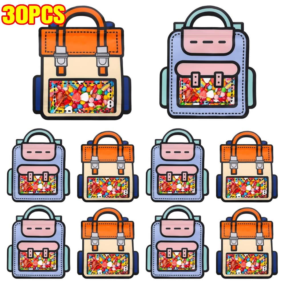 30PCS Plastic Cartoon Backpack Shaped Goodies Bags with Handles for ...