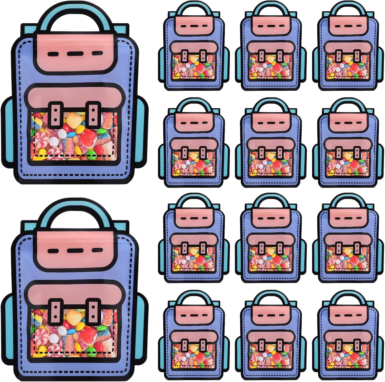 30PCS Plastic Cartoon Backpack Shaped Goodies Bags with Handles for ...