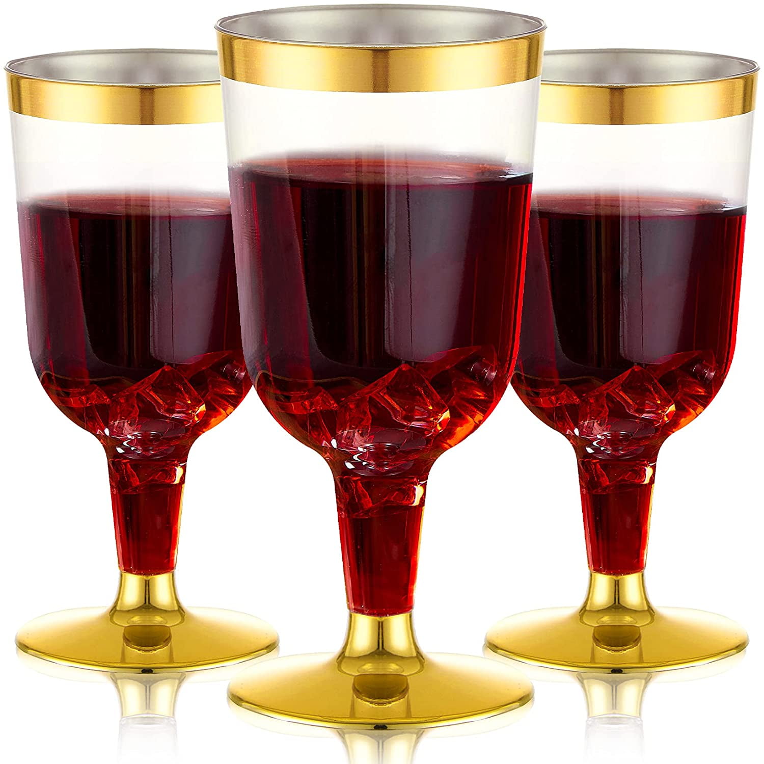 30PCS Plastic Wine Glasses with Gold Rim, 6 Oz Plastic Wine glasses ...