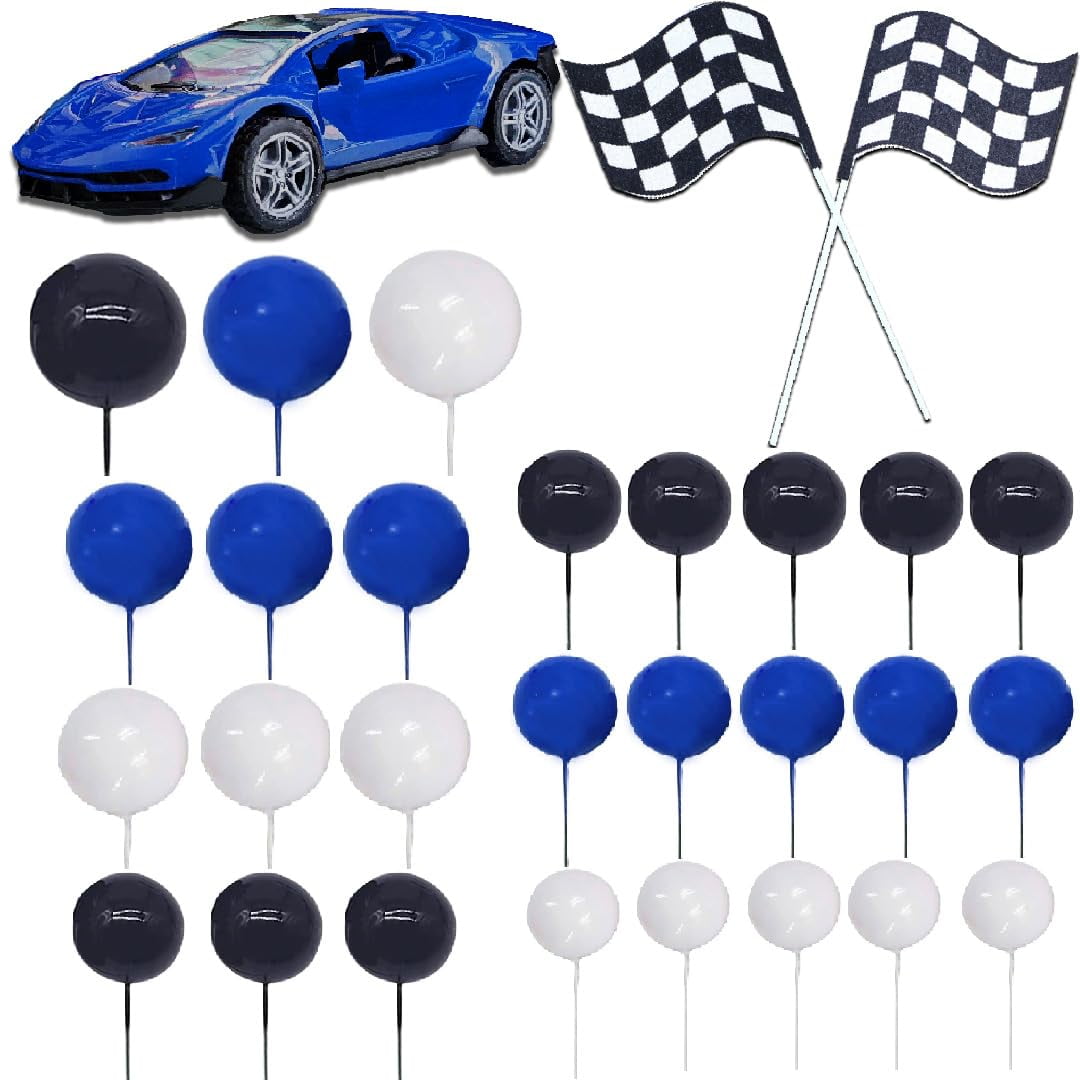 30PCS Race CarEGSC Cake Toppers Checkered Flag Race Car Birthday ...