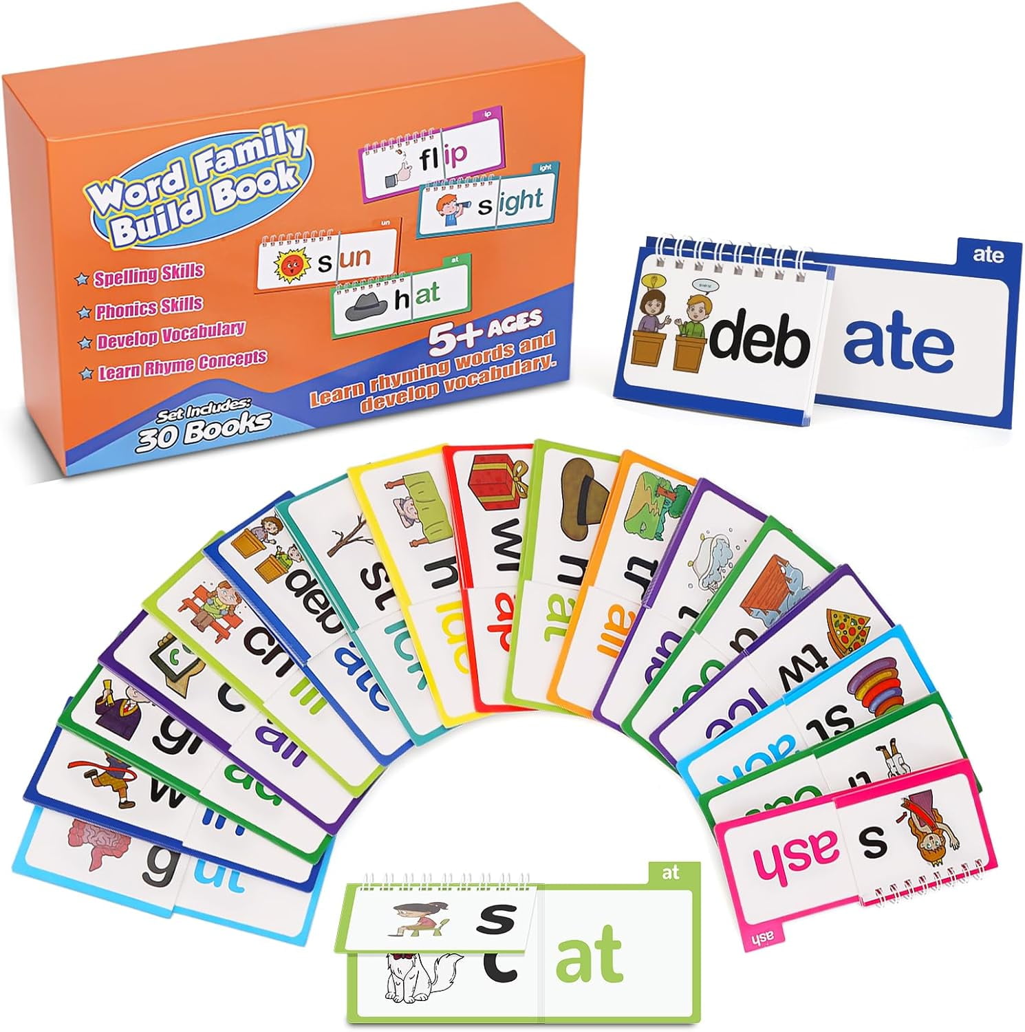 30PCS Read and Rhyme Flip Books, Interesting Word Family Flip Books ...
