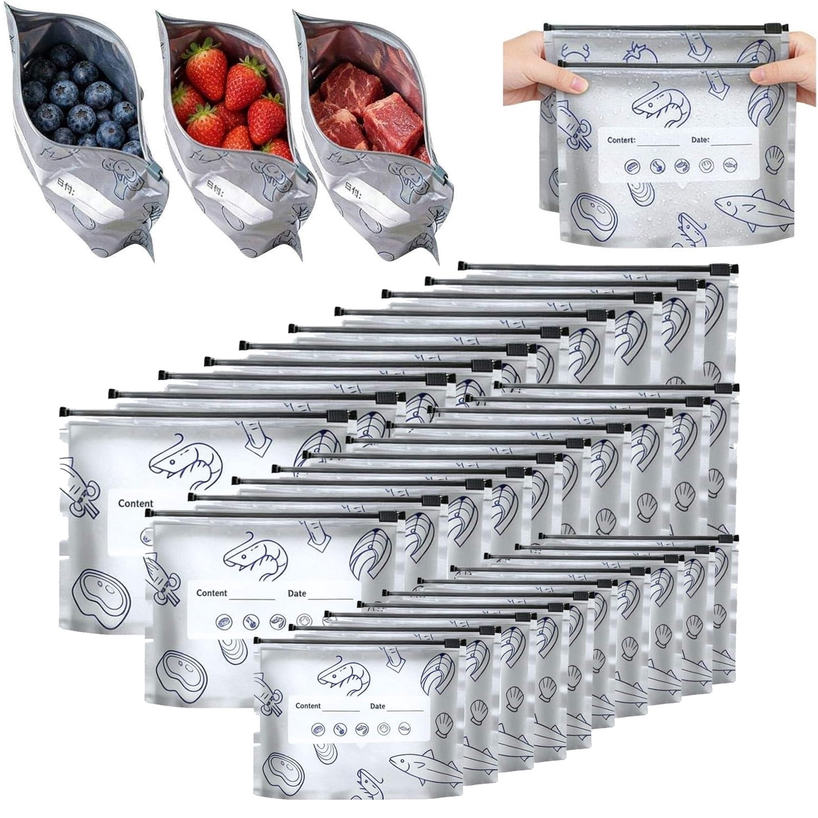 30PCS Reusable Aluminum Foil Sealable Storage Bags, Freezer Safe & Leak ...