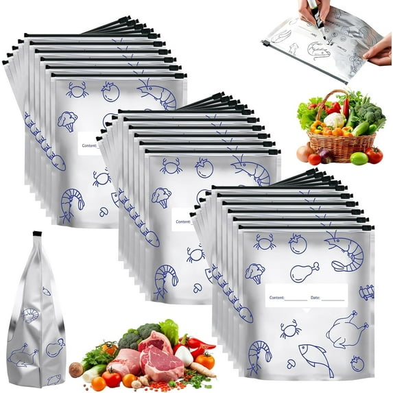 30PCS Reusable Aluminum Foil Sealable Storage Bags with Zip Lock ...