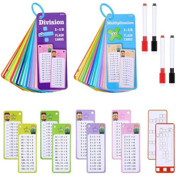 30PCS Reusable Multiplication Flash Cards&Division Flash Cards with 4 ...