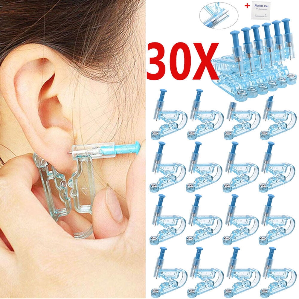 30PCS Safety 30X Disposable Ear Studs Piercing Gun Ear Stud Unit ...
