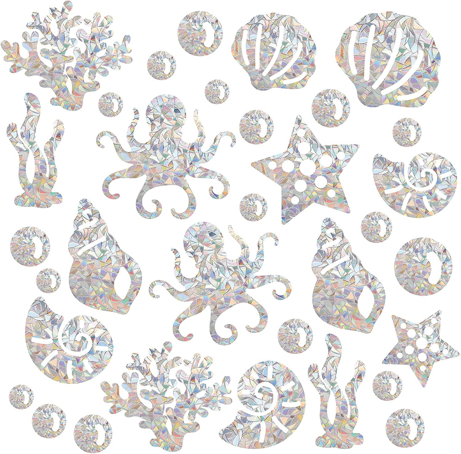 30PCS Sea Animal Window Decals Static Glass Sliding Door Sticker Beach ...