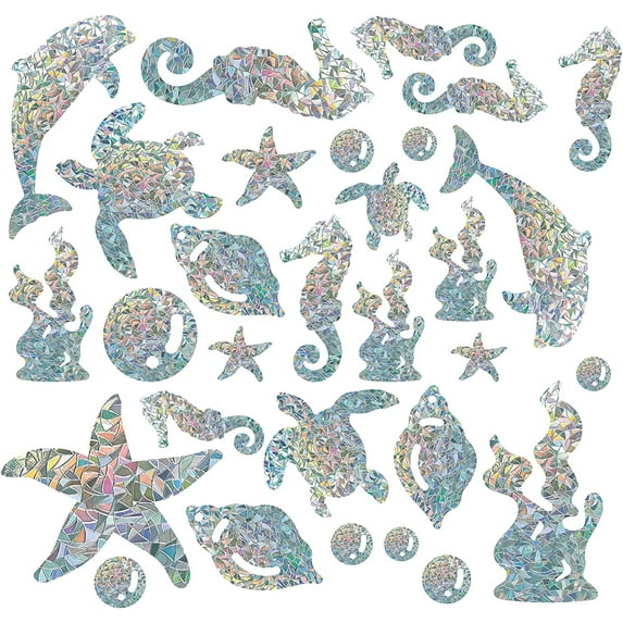 30PCS Sea Animals Window Clings Anti Collision Rainbow Window Glass ...
