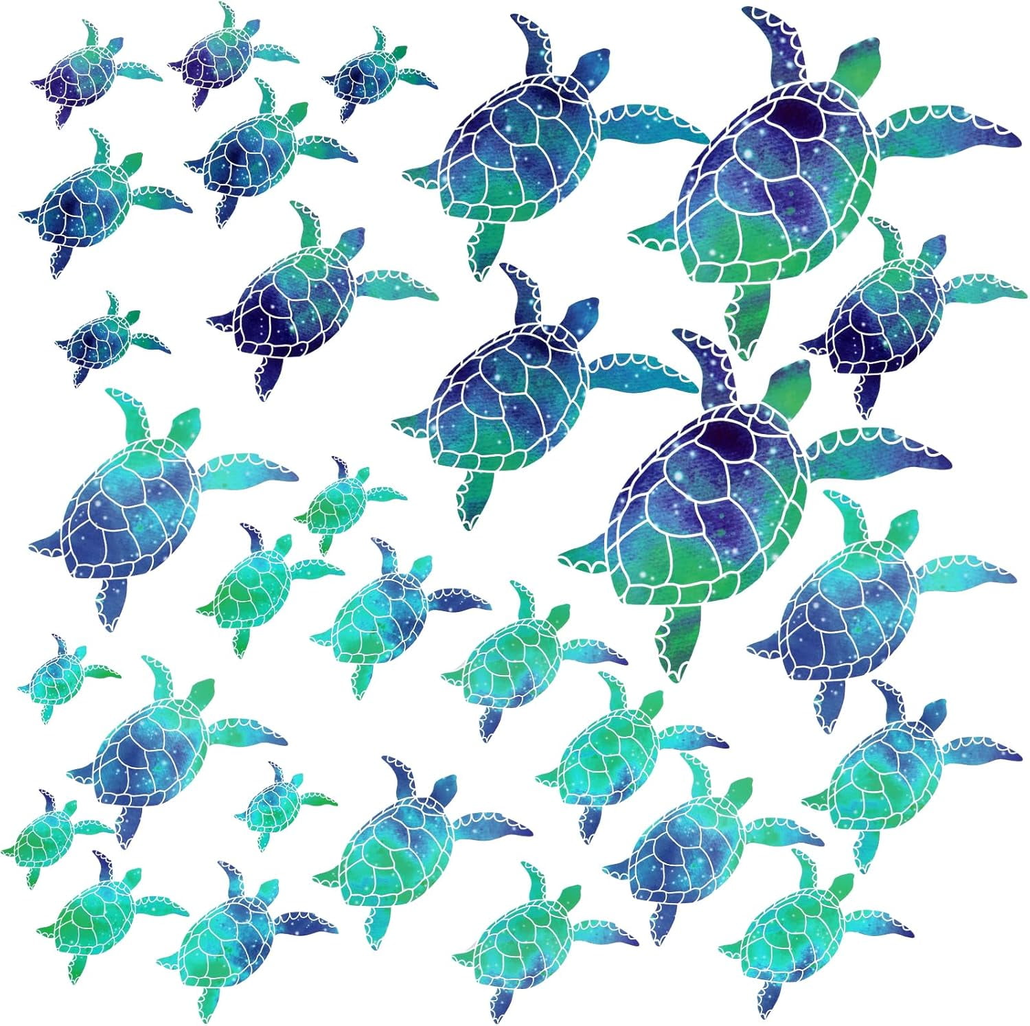 30PCS Sea Turtle Wall Decals Decor, Sea Turtle Vinyl Stickers 12 Sizes ...