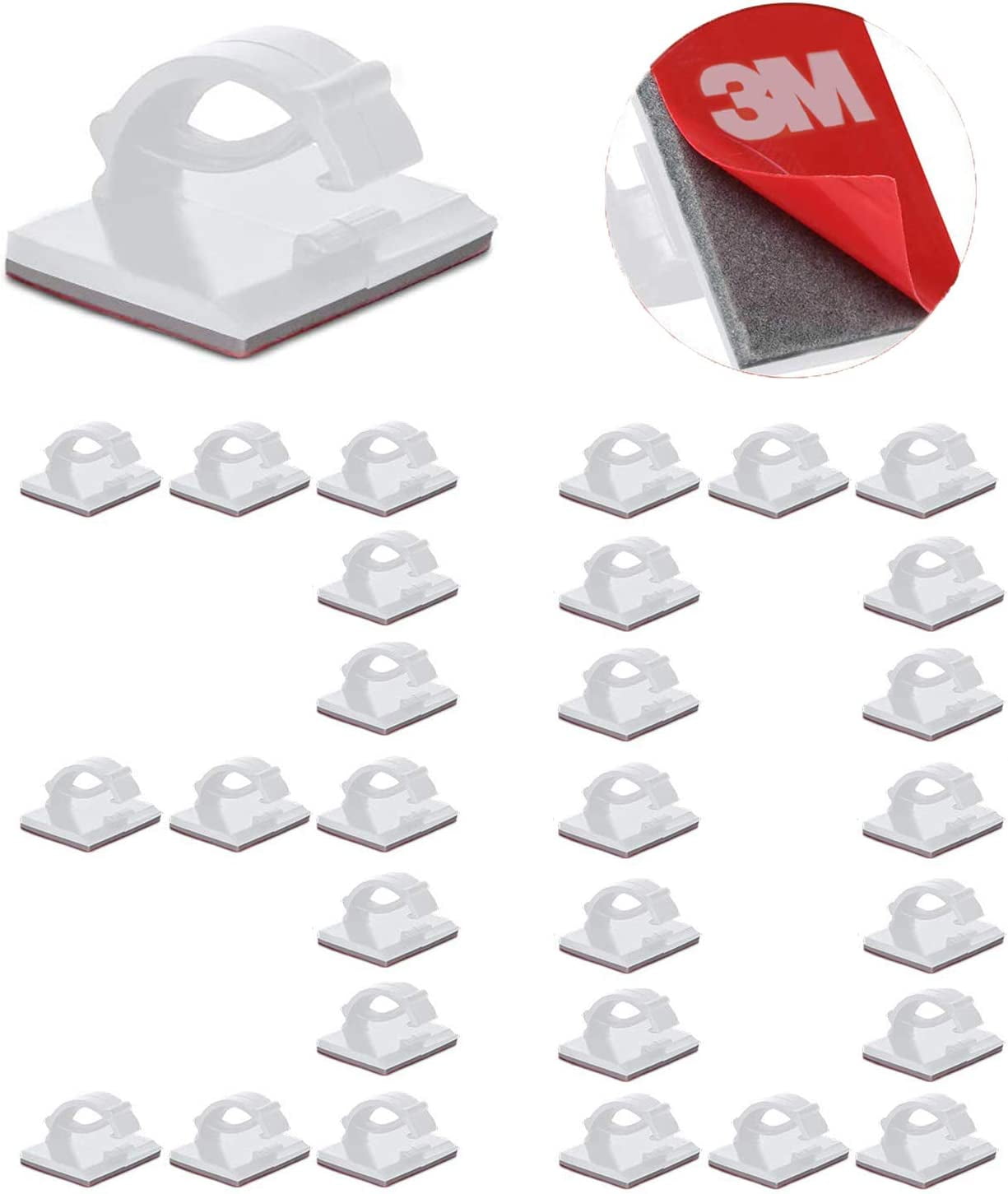 30PCS Self Adhesive Cable Clips Management Strong Wire Holders Cord ...