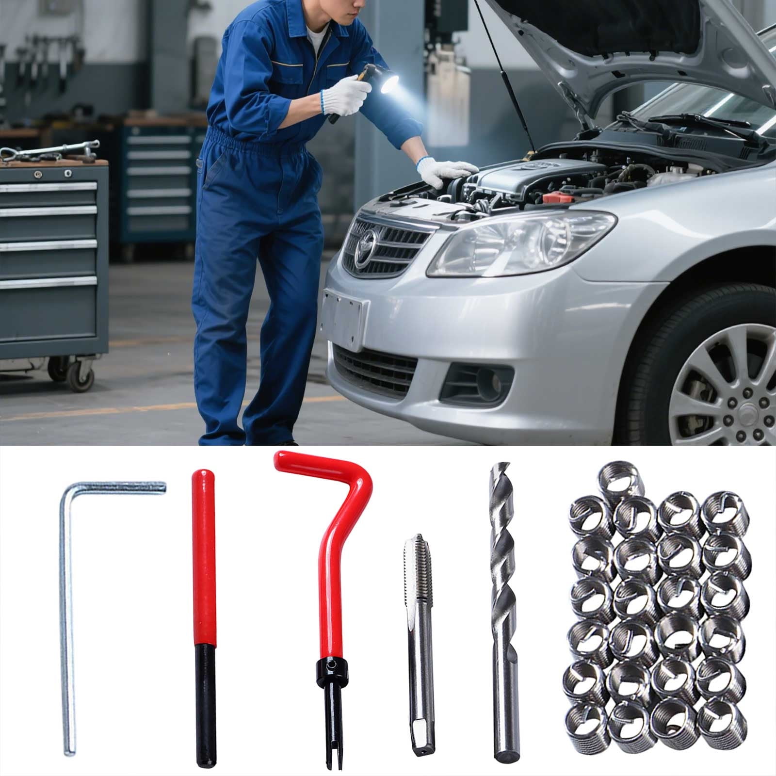 30PCS Thread Repair Kit - Stainless Steel Threaded Insert Kit with ...