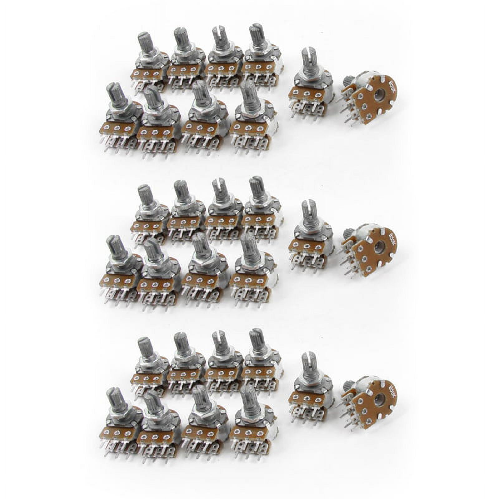 30PCS Top Adjustment Linear Dual Knurled Shaft Potentiometer 50K Ohm ...
