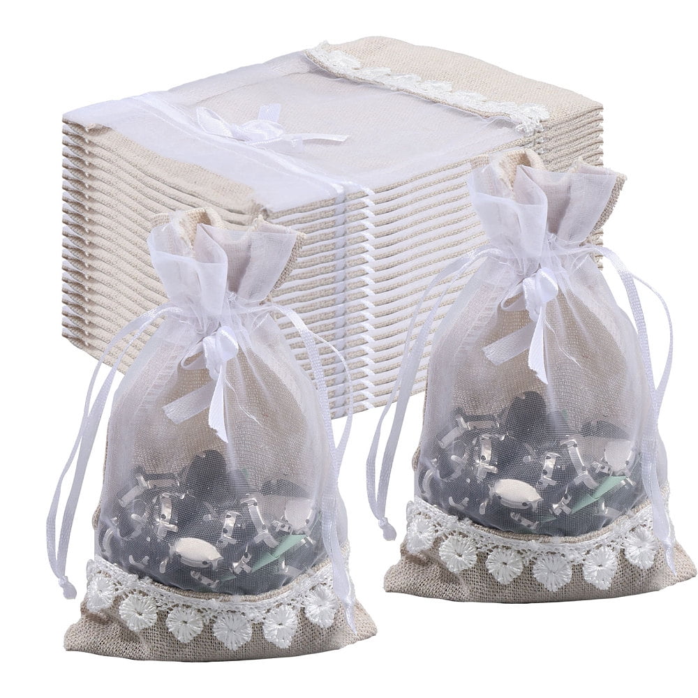 30PCS Wedding Favor Bags Gift Bags Candy Bags Drawstring Mini Organza ...