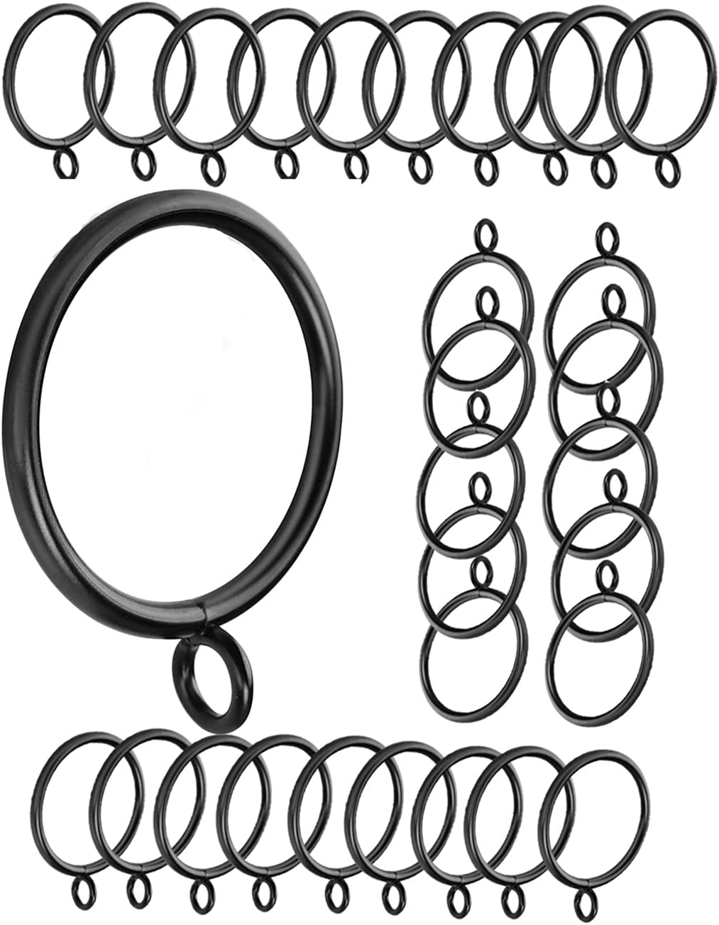 30PCS Window Hardware Clip Rings,Black Drapery Eyelet Curtain Rings for ...