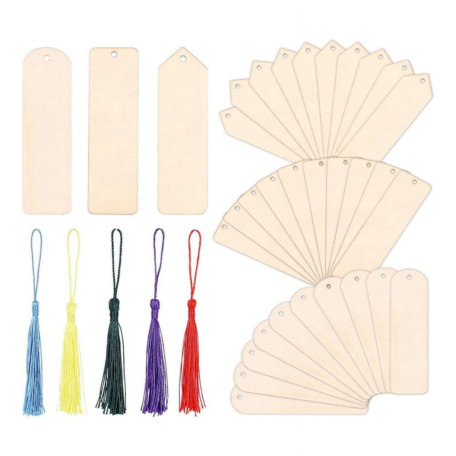 30PCS Wood Bookmarks Blank DIY Wooden Bookmark Craft Unfinished Tags ...