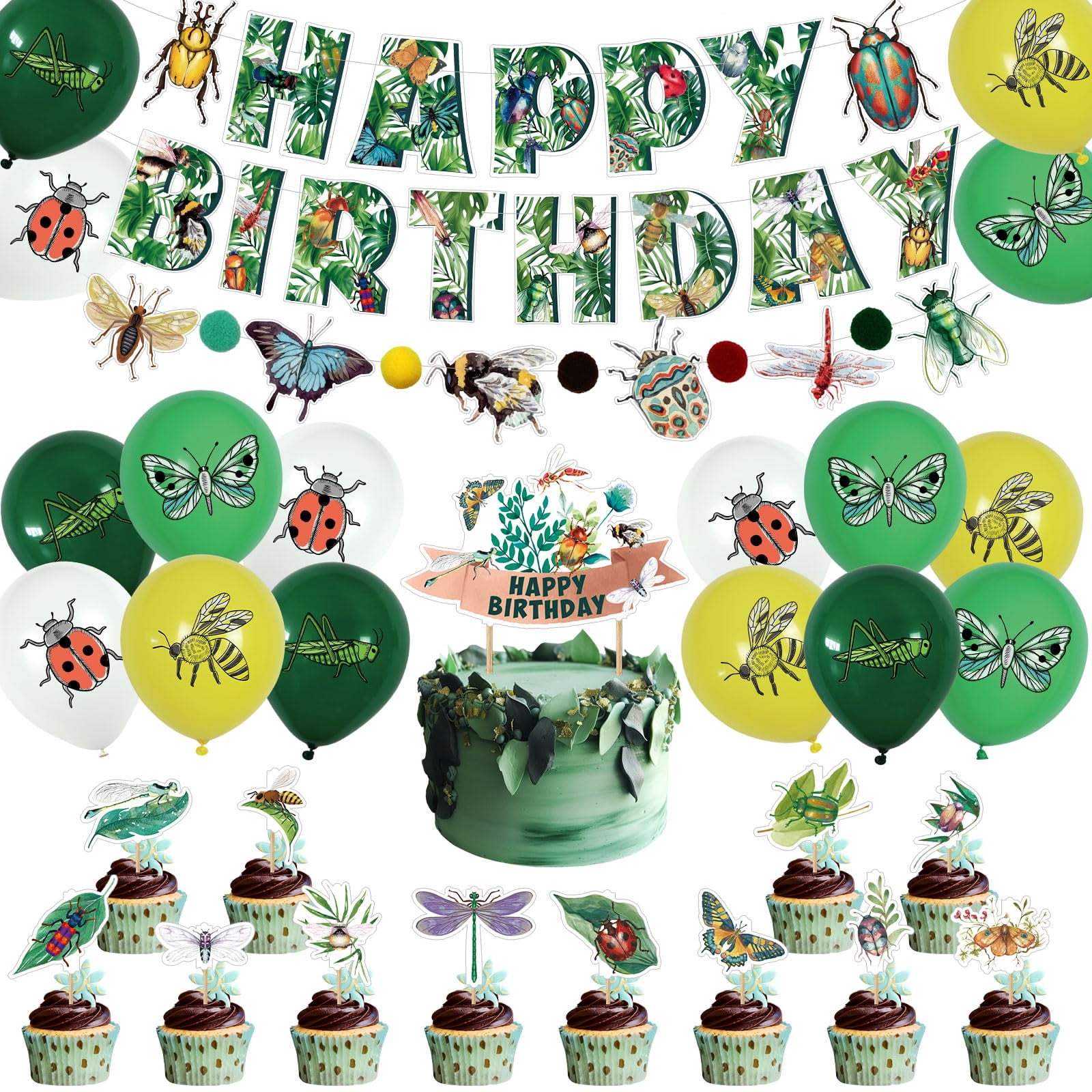 30PCS bug birthday party STF9 decorations Spring Nature Birthday ...