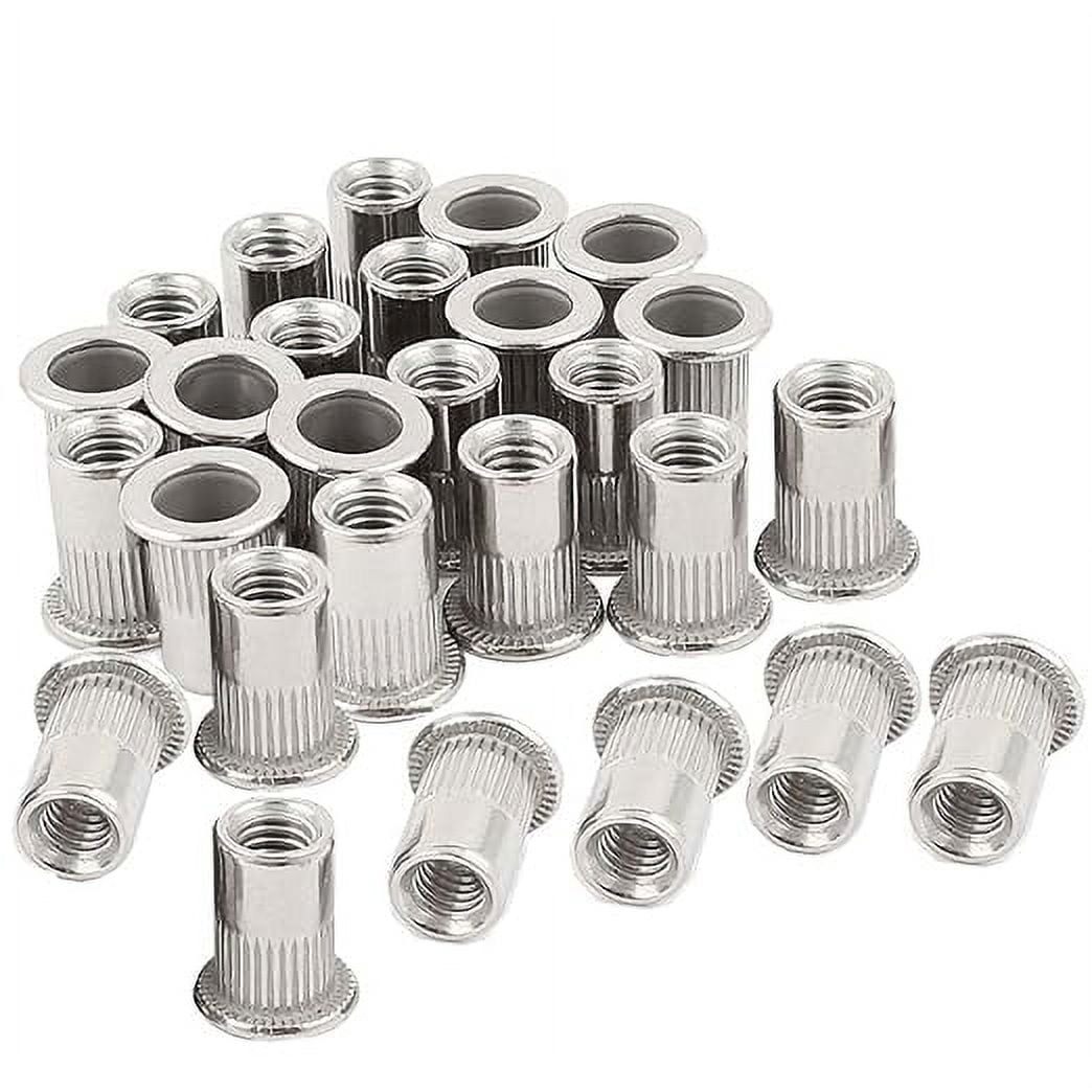30PCs 1/4"-20 Stainless Steel Rivet Nuts Nutsert Threaded Rivet Insert ...