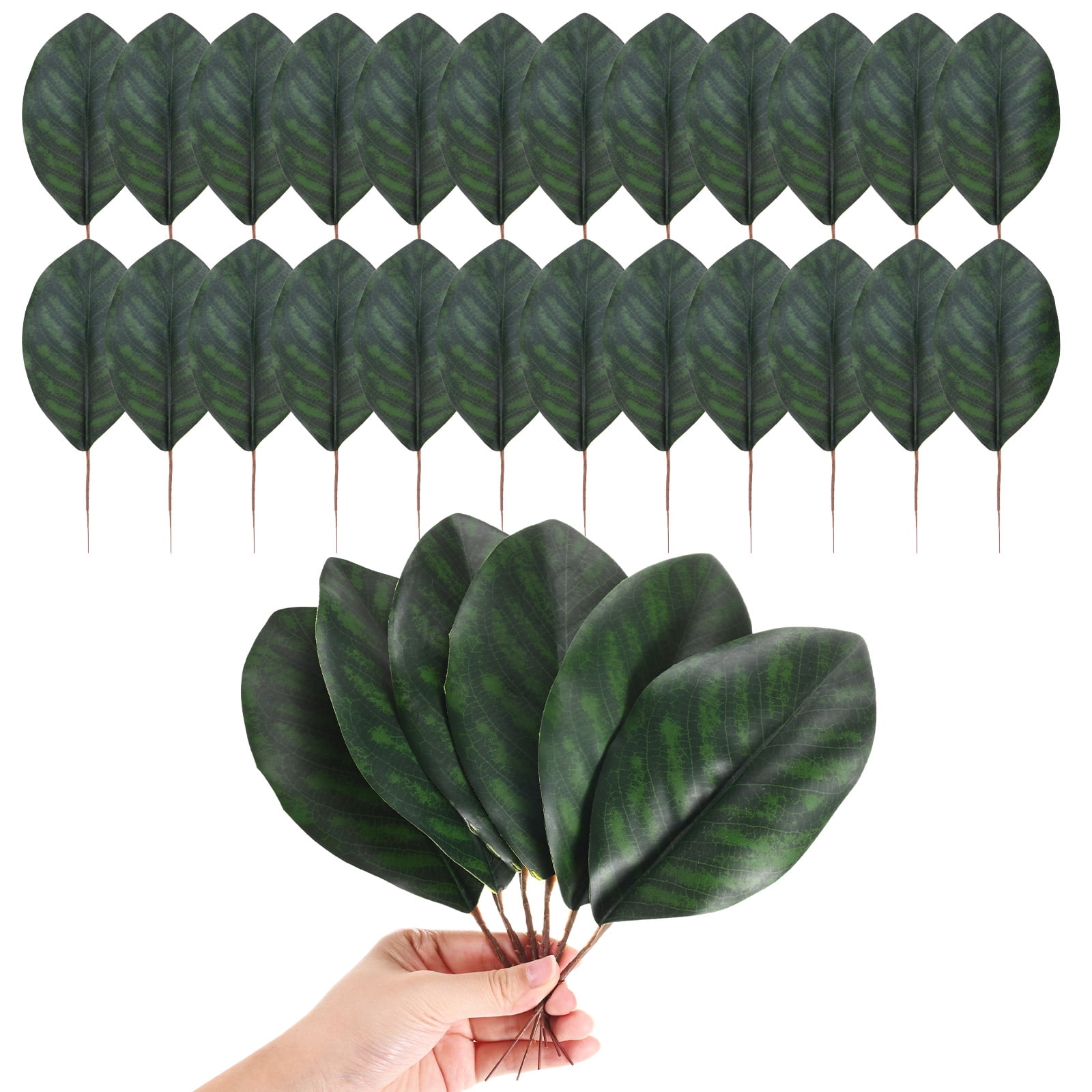 30Pack Artificial Leaves, Fake Green Leaf with Stems for DIY 9x23cm ...