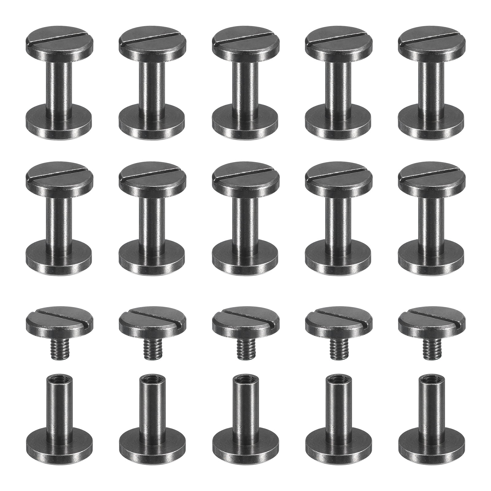 30Pack Brass Chicago Screws, 10x10mm Post Nail Stud Rivets, Black ...
