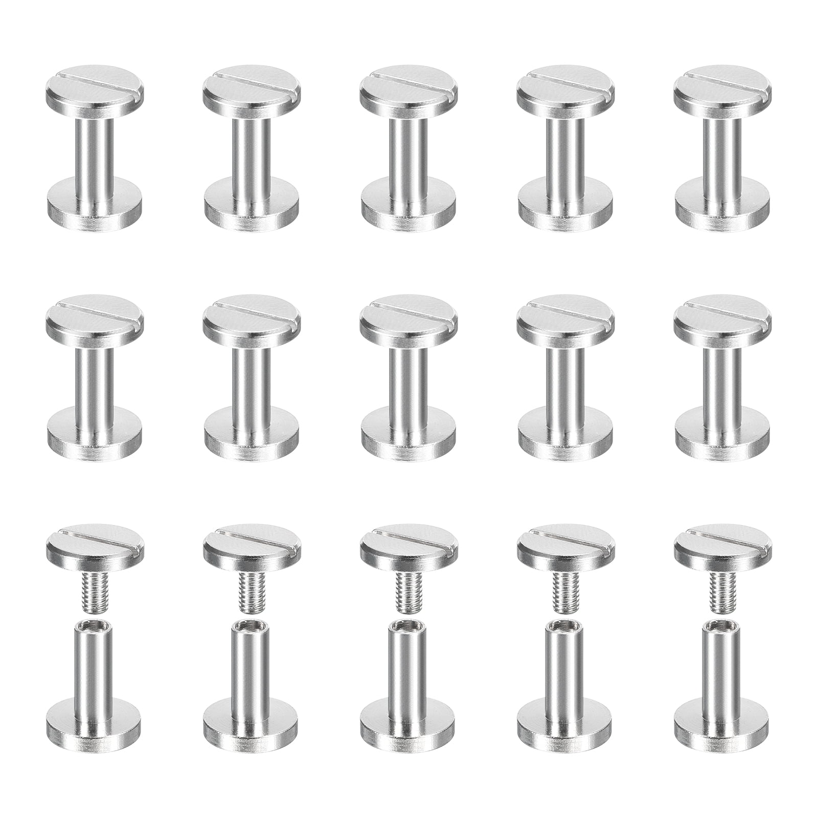 30Pack Brass Chicago Screws, 10x10mm Post Nail Stud Rivets, Silver ...