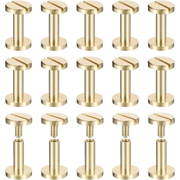 30Pack Brass Chicago Screws, 12x10mm Flat Head Screw Back Binding Post ...