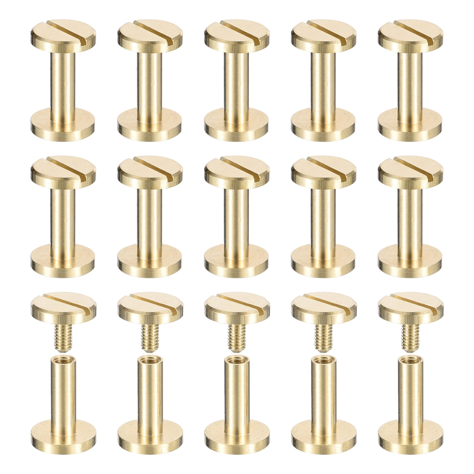 30Pack Brass Chicago Screws, 12x10mm Post Nail Stud Rivets for Leather ...