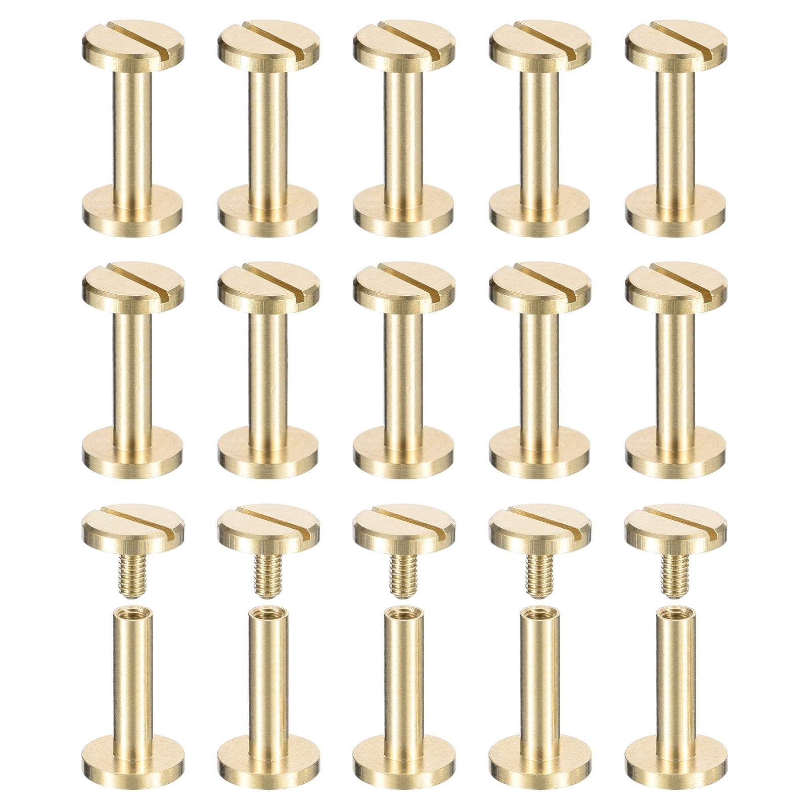 30Pack Brass Chicago Screws, 15x10mm Post Nail Stud Rivets for Leather ...