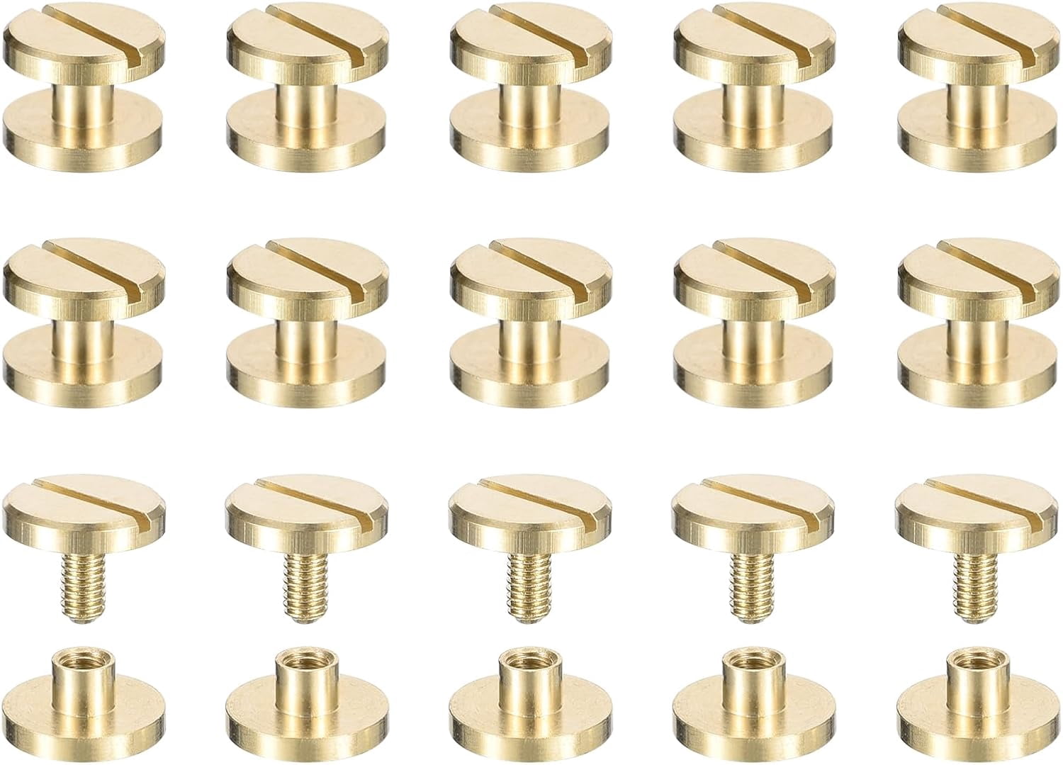 30Pack Brass Chicago Screws, 3x10mm Flat Head Screw Back Binding Post ...