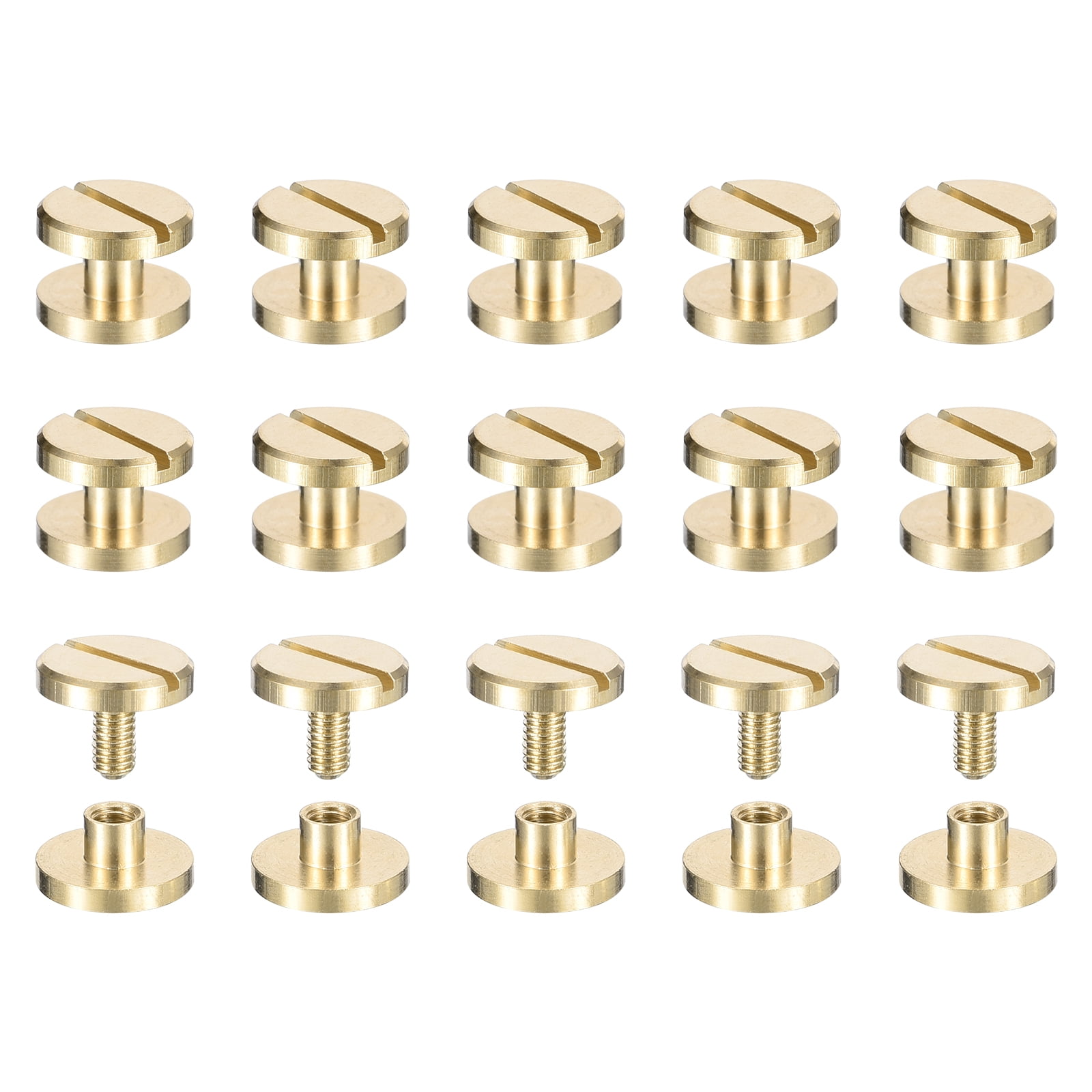 30Pack Brass Chicago Screws, 3x10mm Post Nail Stud Rivets for Leather ...