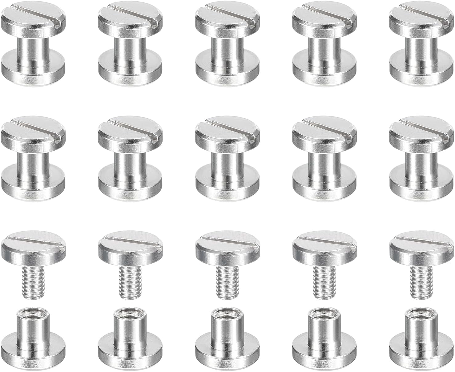 30Pack Brass Chicago Screws, 3x8mm Flat Head Screw Back Binding Post ...