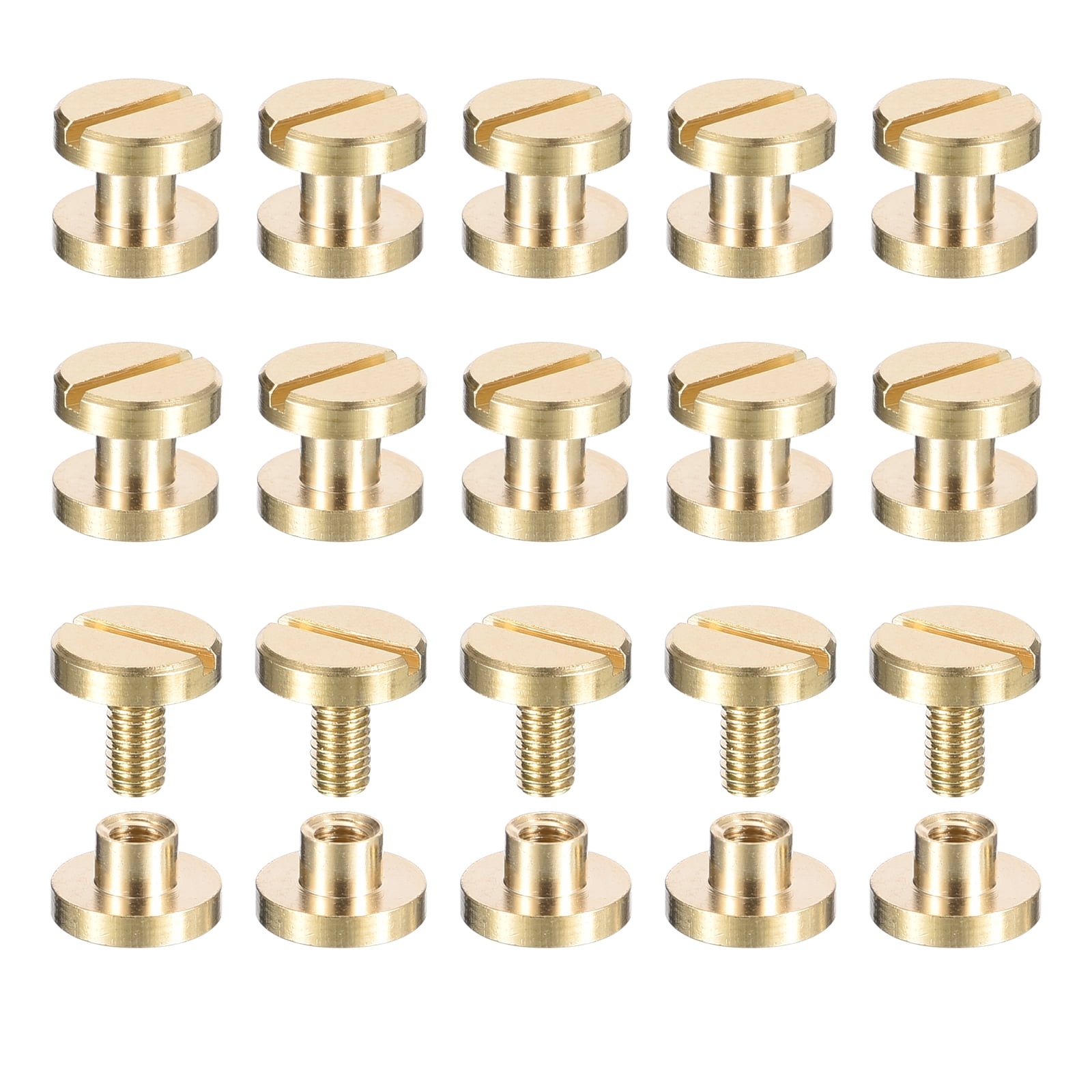 30Pack Brass Chicago Screws, 3x8mm Post Nail Stud Rivets for Leather ...