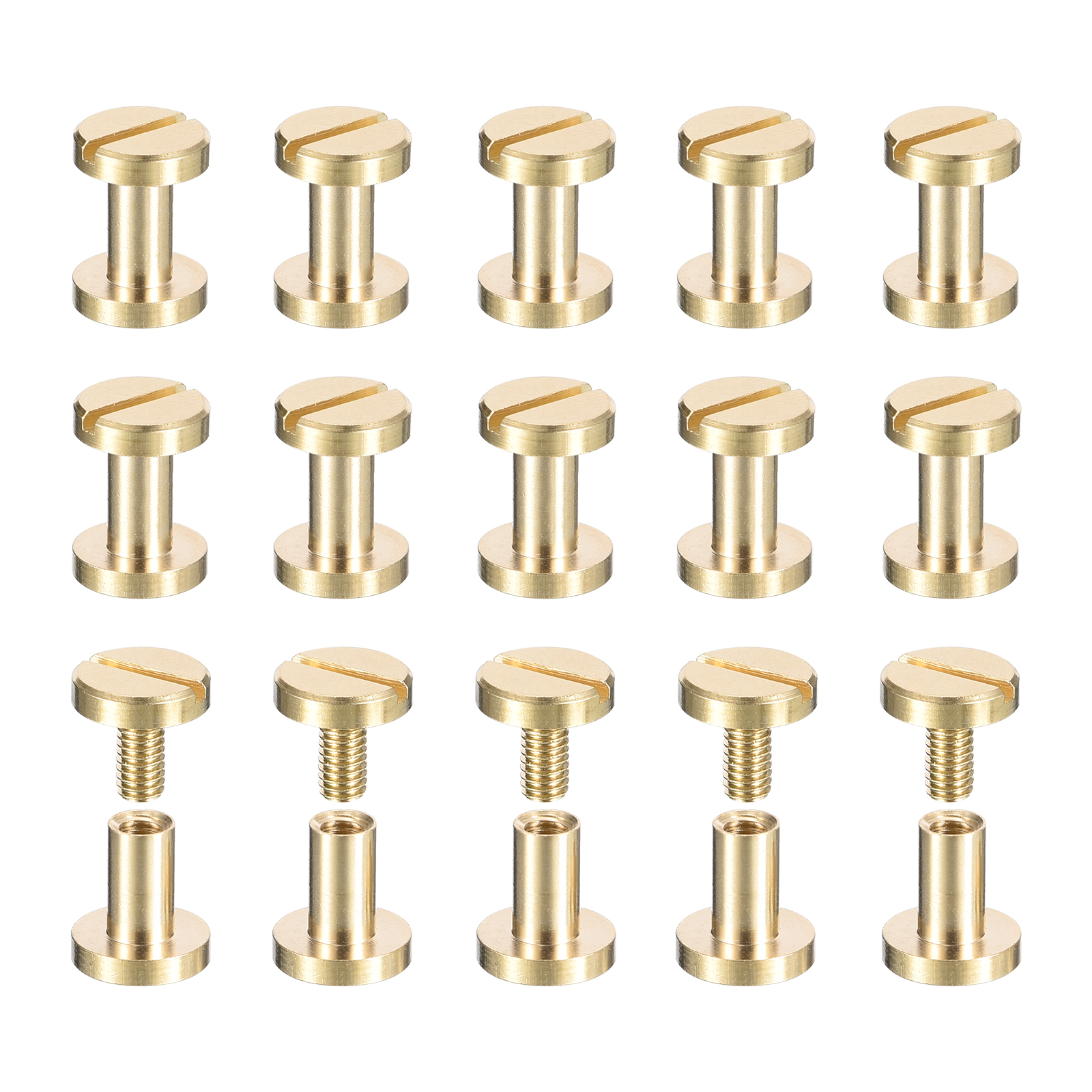 30Pack Brass Chicago Screws, 7x8mm Post Nail Stud Rivets for Leather ...