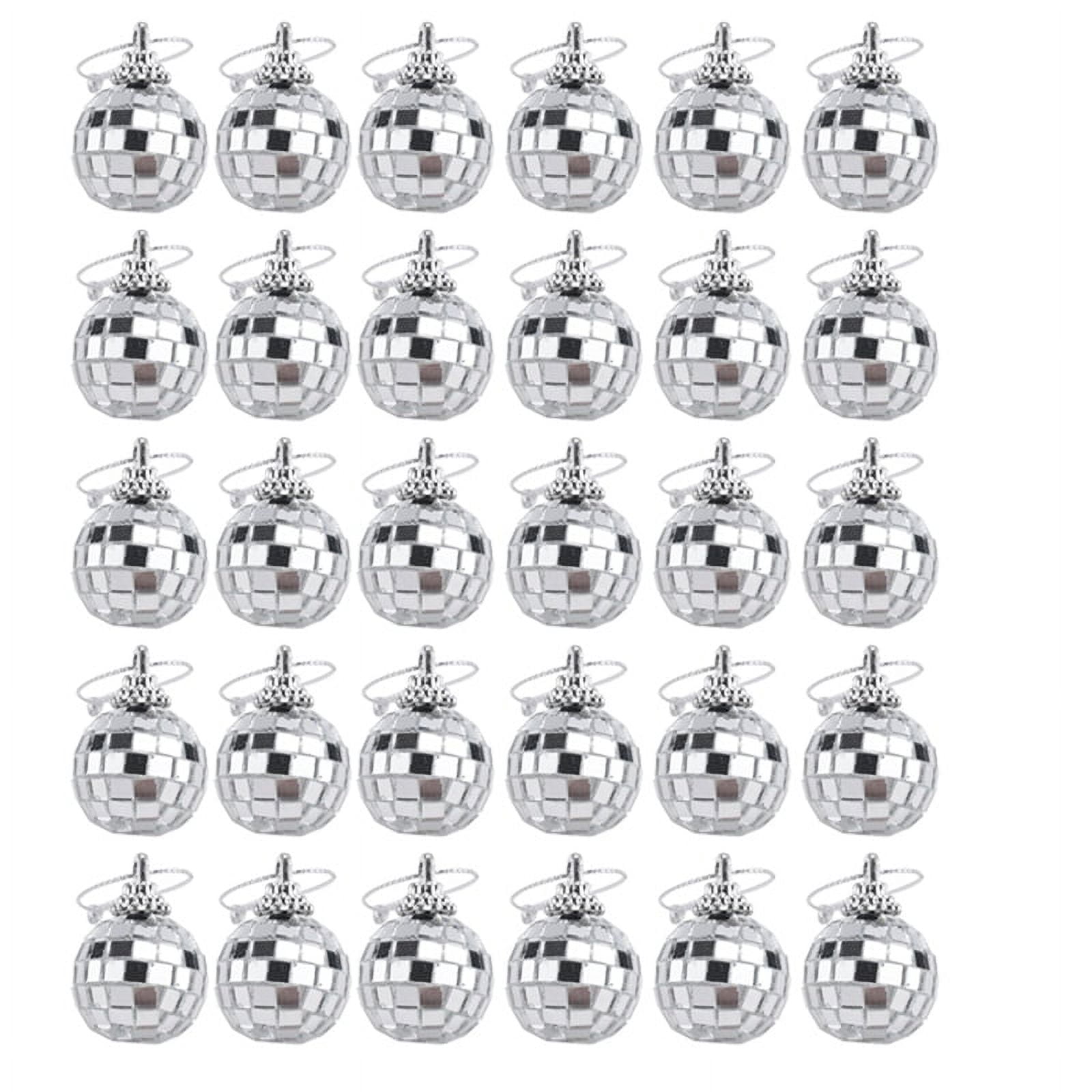 30Pack Disco Ball Silver Hanging Mirror Disco Balls Ornaments with Rope ...