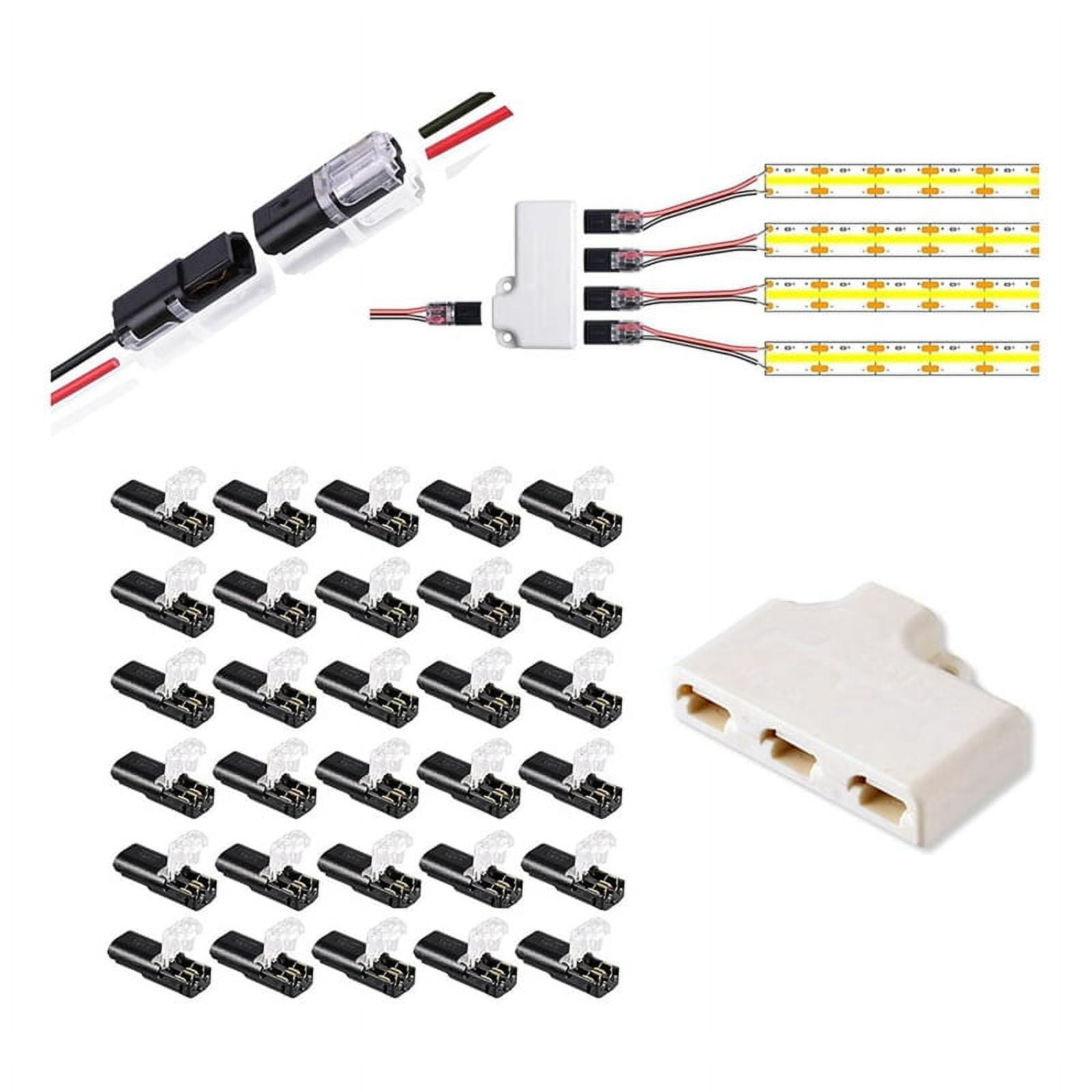 30Pack Double - Wire Plug-in Connector, Pluggable 2/3/4 Pin 3 Way LED ...