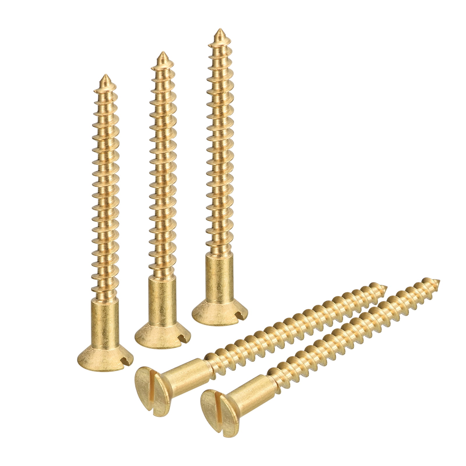 30Pack M4 x 40mm Brass Slotted Drive Flat Head Wood Screws Self Tapping ...