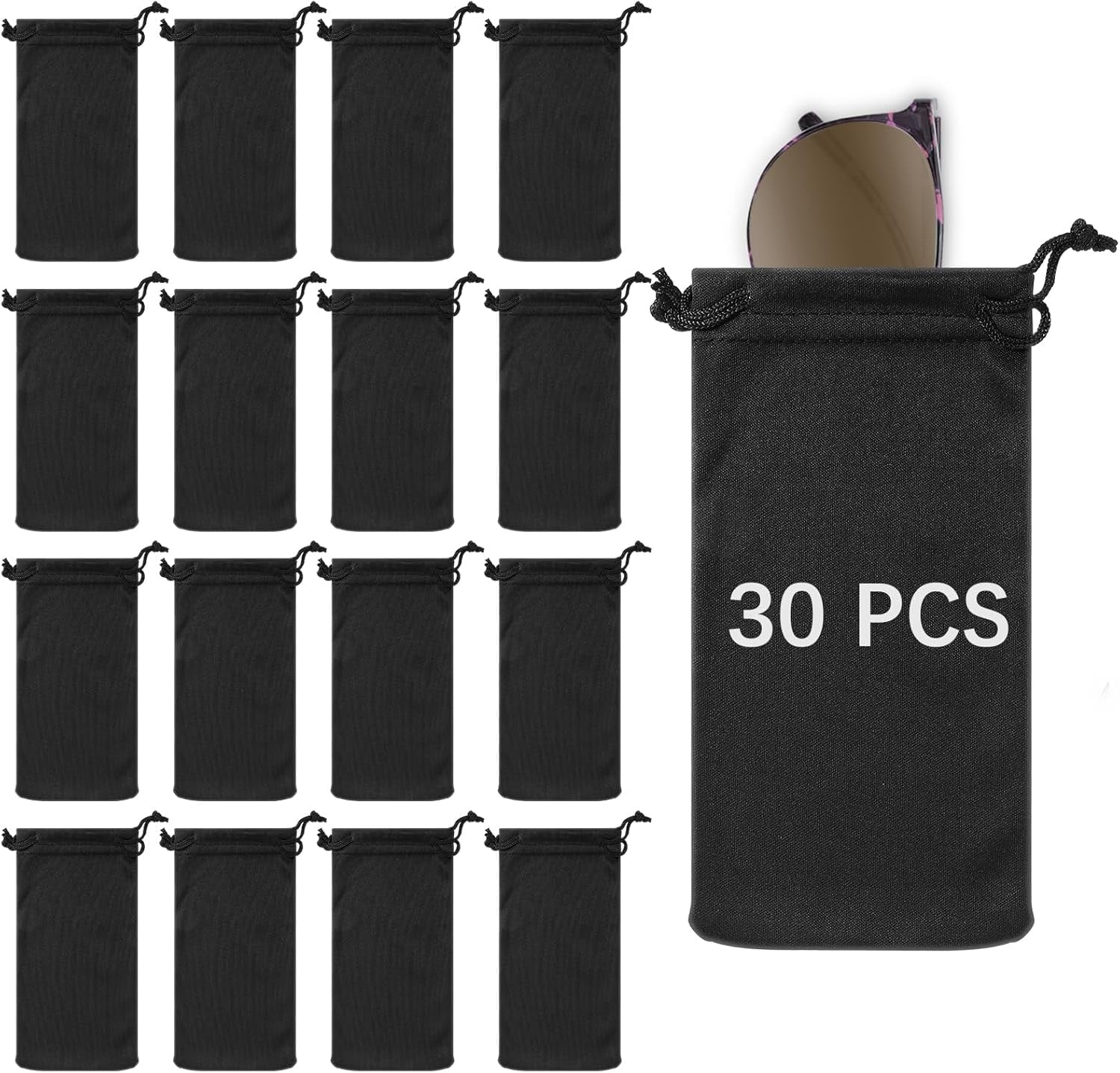 30Pack Microfiber Glasses Pouch, Soft Sunglasses Bag Pouches Bulk with ...