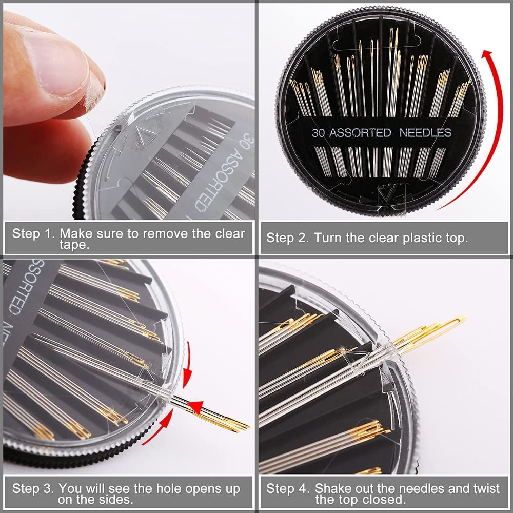 30Pack Premium Sewing Needles for Hand Sewing Repair, 6 Sizes Assorted ...