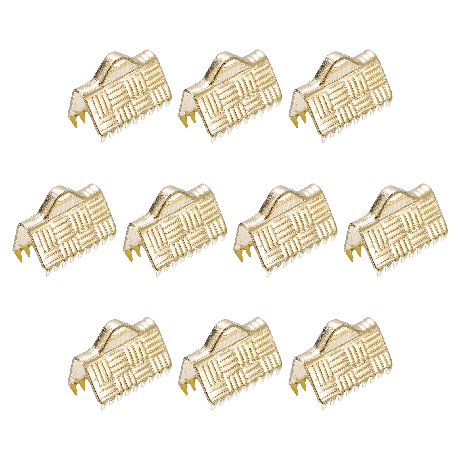 30Pack Ribbon End Crimp Clamps, 10mm Stripe Texture Copper Pinch Cord ...