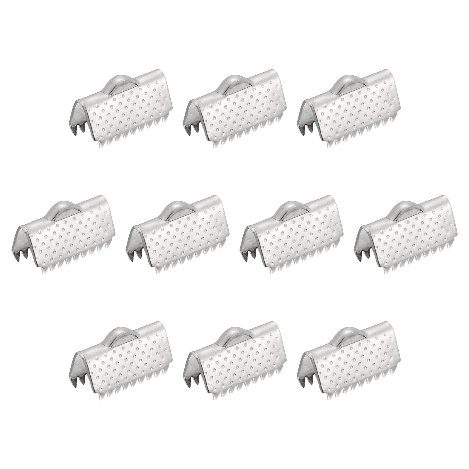 30Pack Ribbon End Crimp Clamps, 15mm Pointed Texture Stainless Steel ...