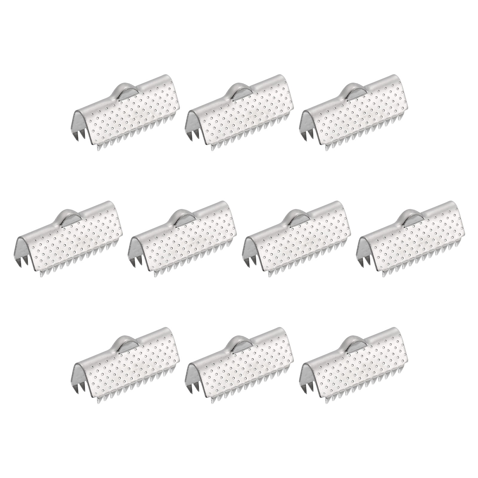 30Pack Ribbon End Crimp Clamps, 20mm Pointed Texture Stainless Steel ...