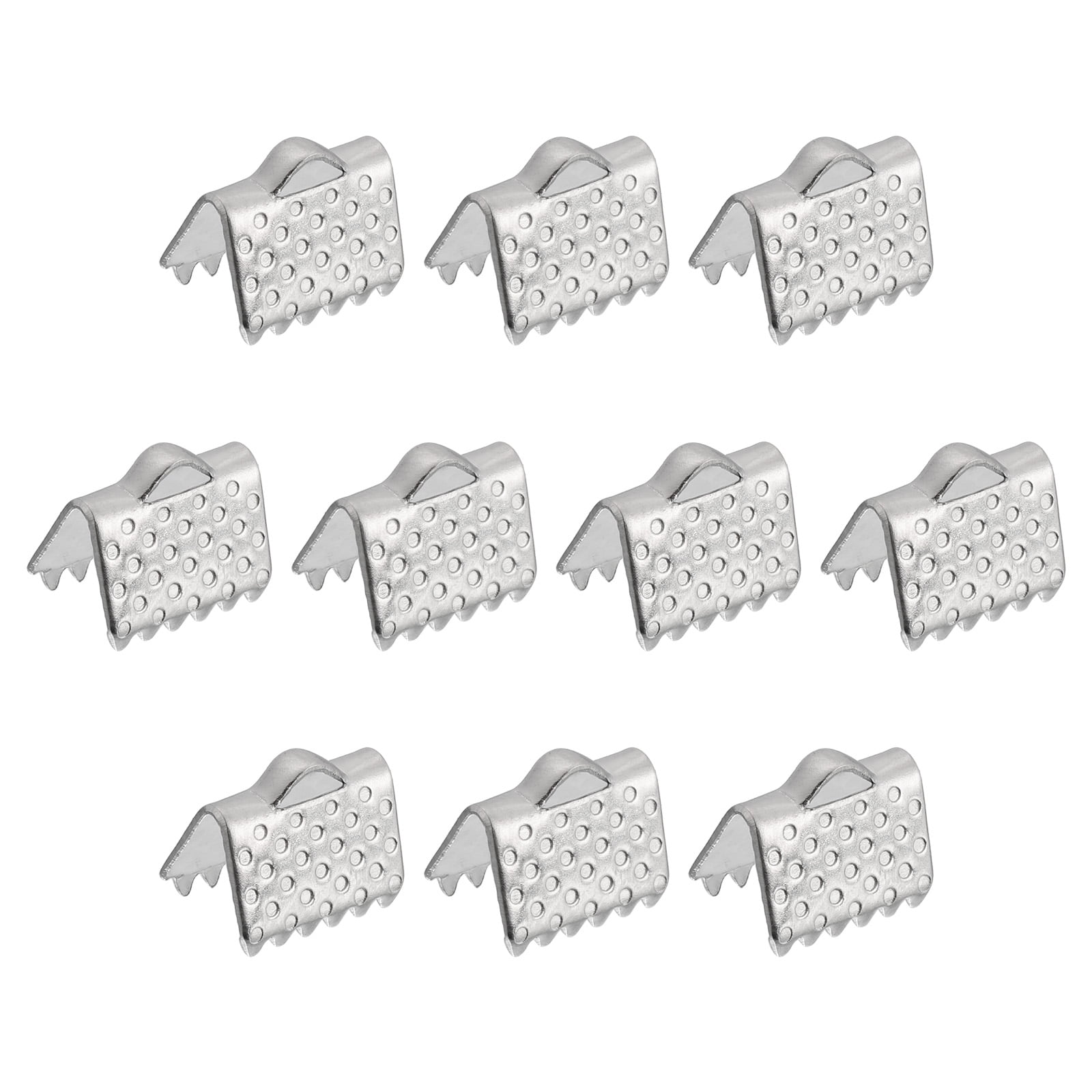30Pack Ribbon End Crimp Clamps, 8.5mm Pointed Texture Stainless Steel ...