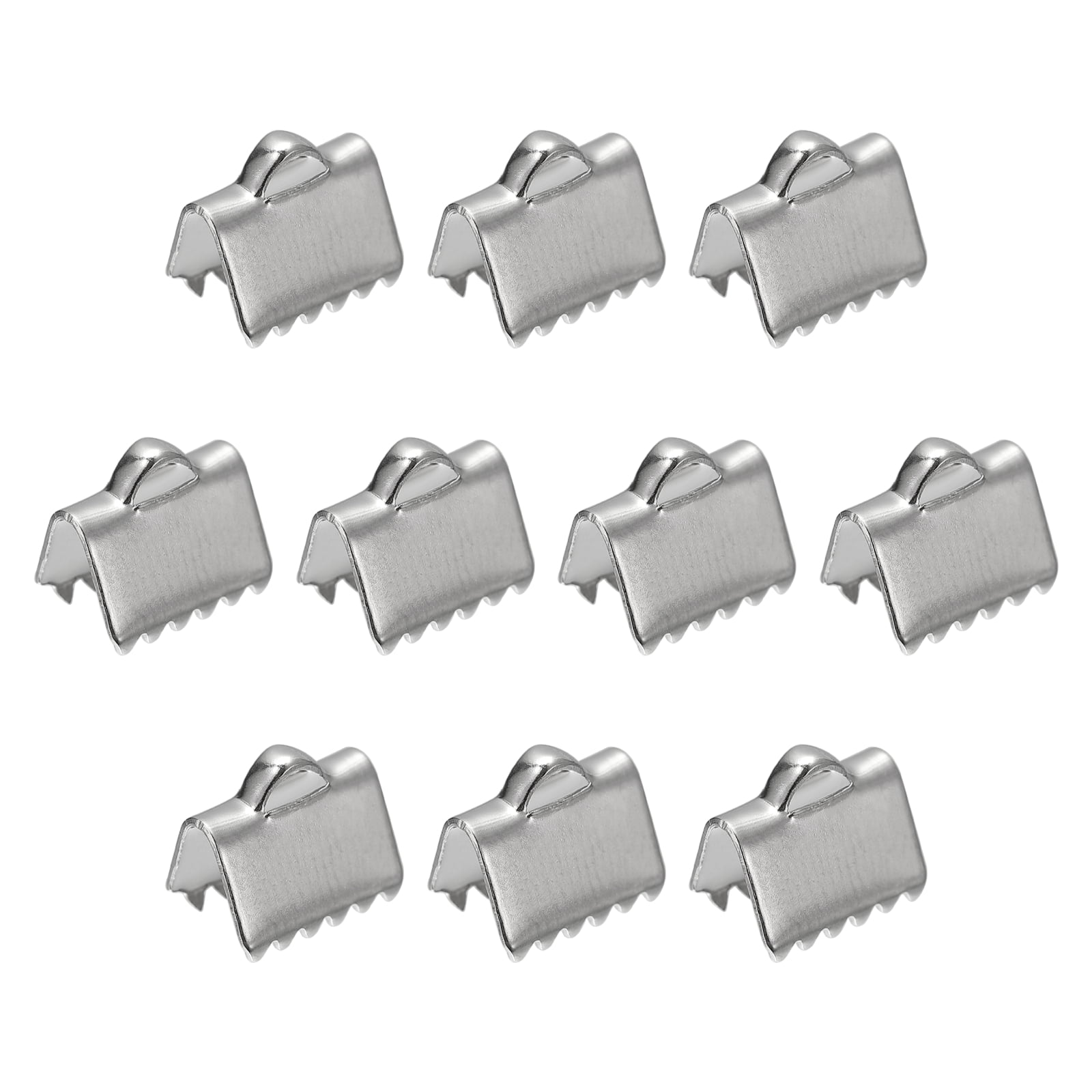 30Pack Ribbon End Crimp Clamps, 8.5mm Smooth Stainless Steel Pinch Cord ...