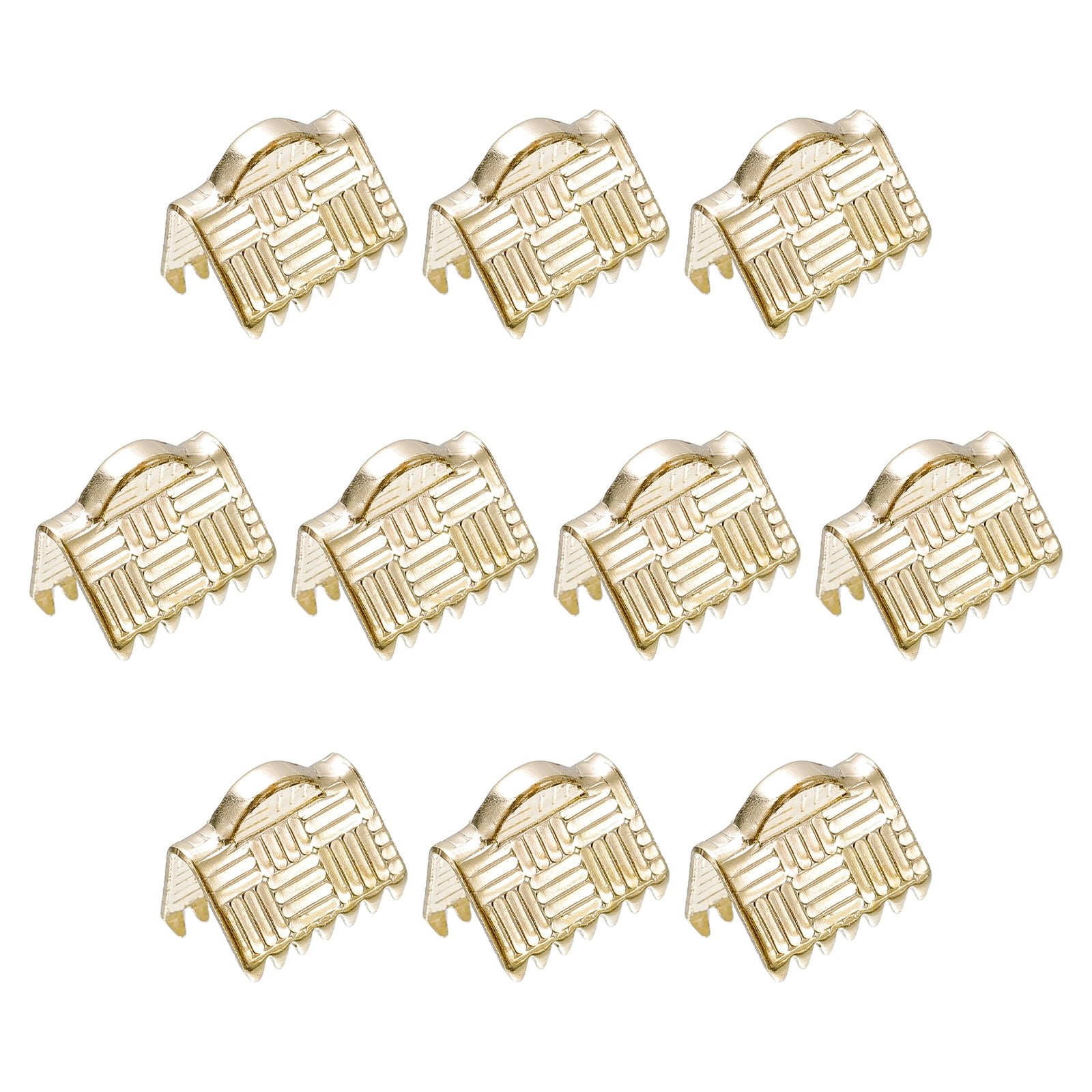 30Pack Ribbon End Crimp Clamps, 8mm Stripe Texture Copper Pinch Cord ...