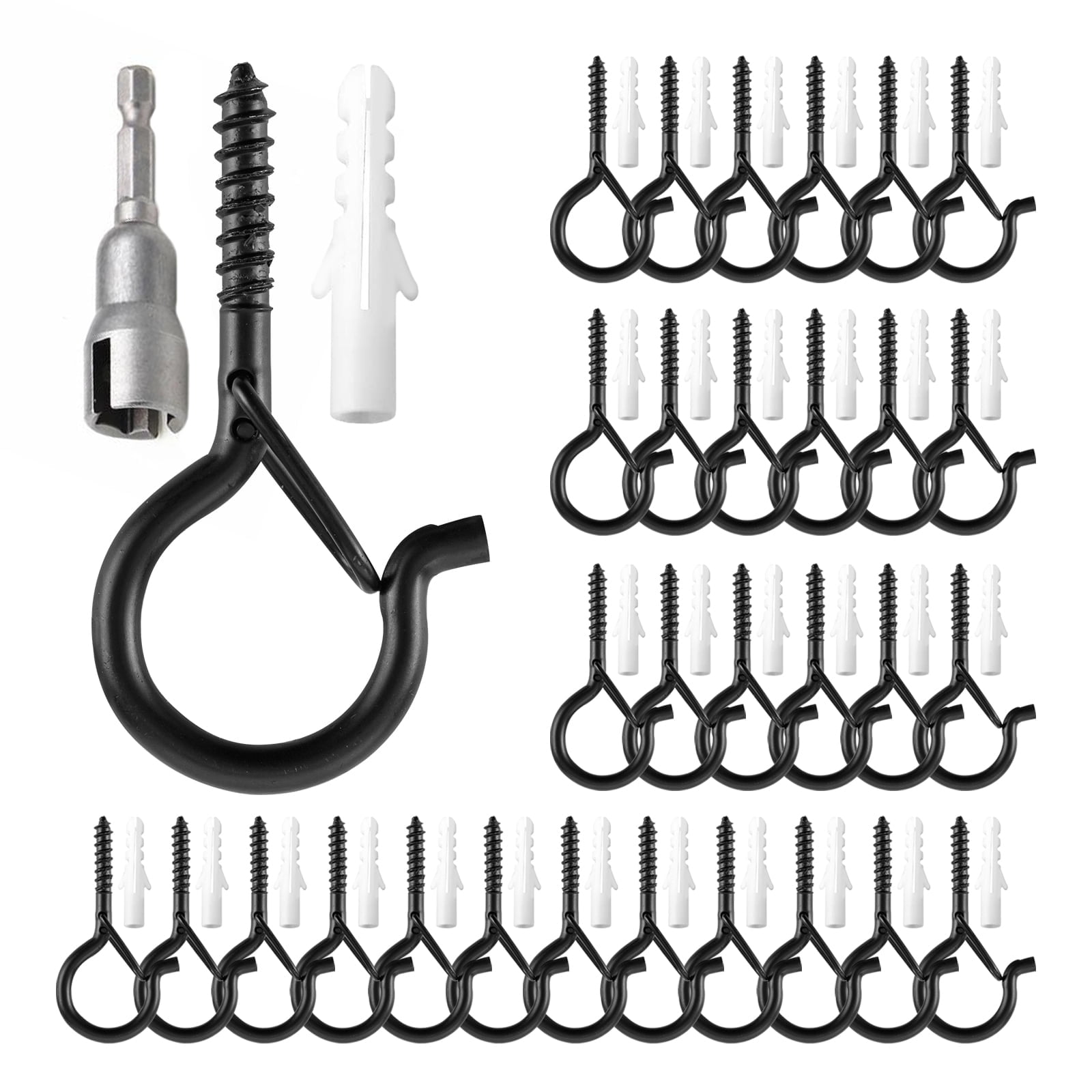 30Pack Screw Hooks for Outdoor String Lights, Q Hanger Ceiling Hooks ...