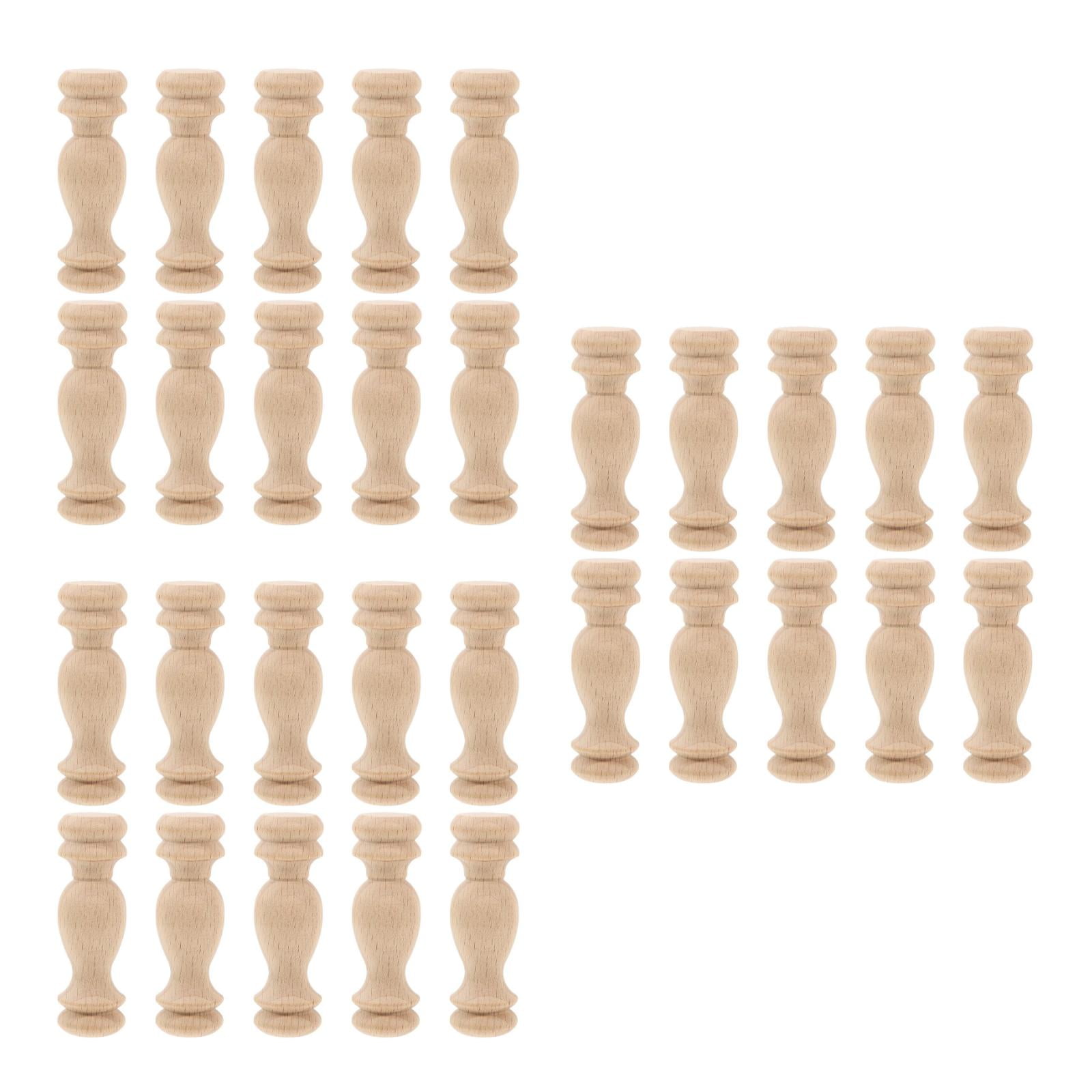 30Pack Wooden Baluster Spindles 2.36 inch Unfinished Decorative Wood ...
