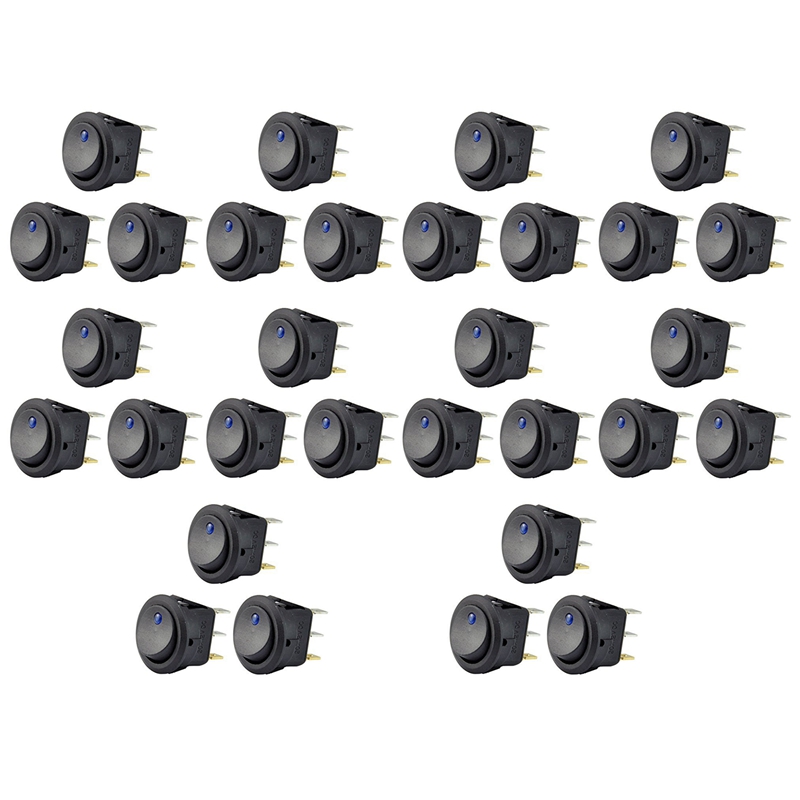 30Pc 12V 20A Rocker Toggle LED Switch Blue Light SPST On- Control ...